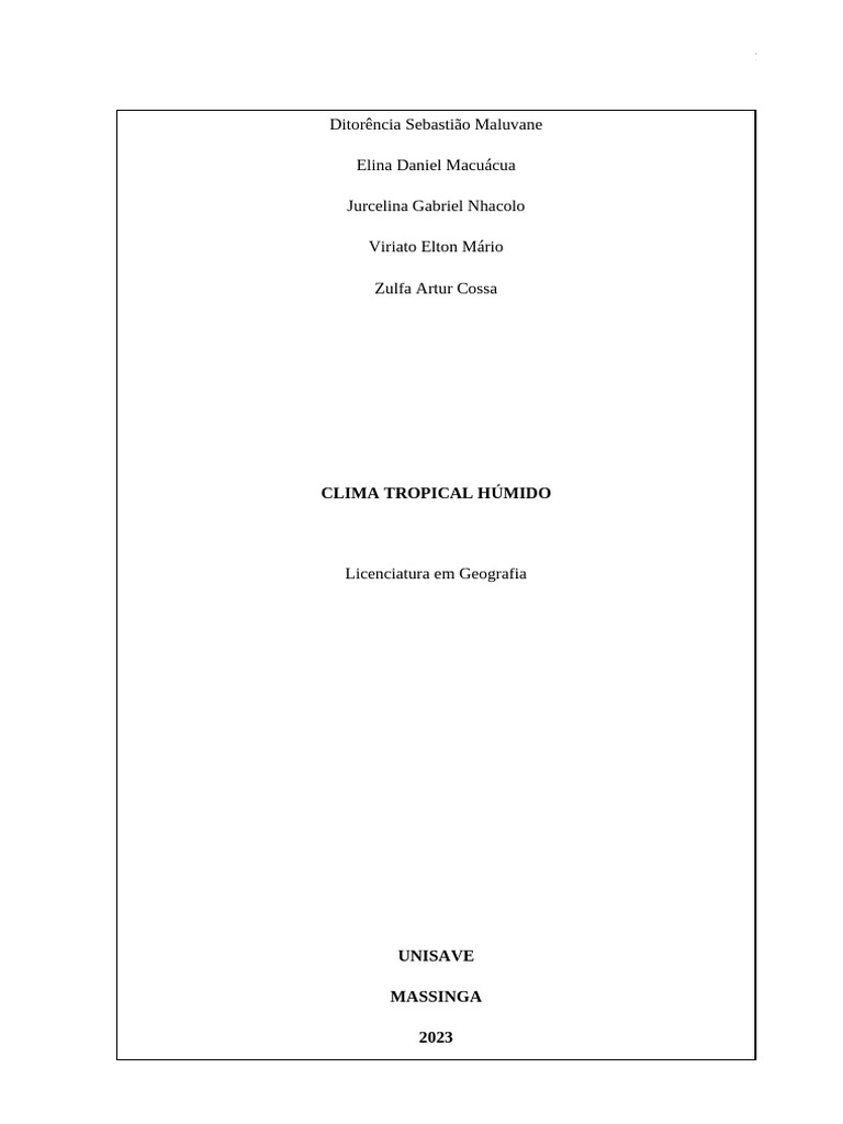 Clima Tropical e Humido-1 | PDF