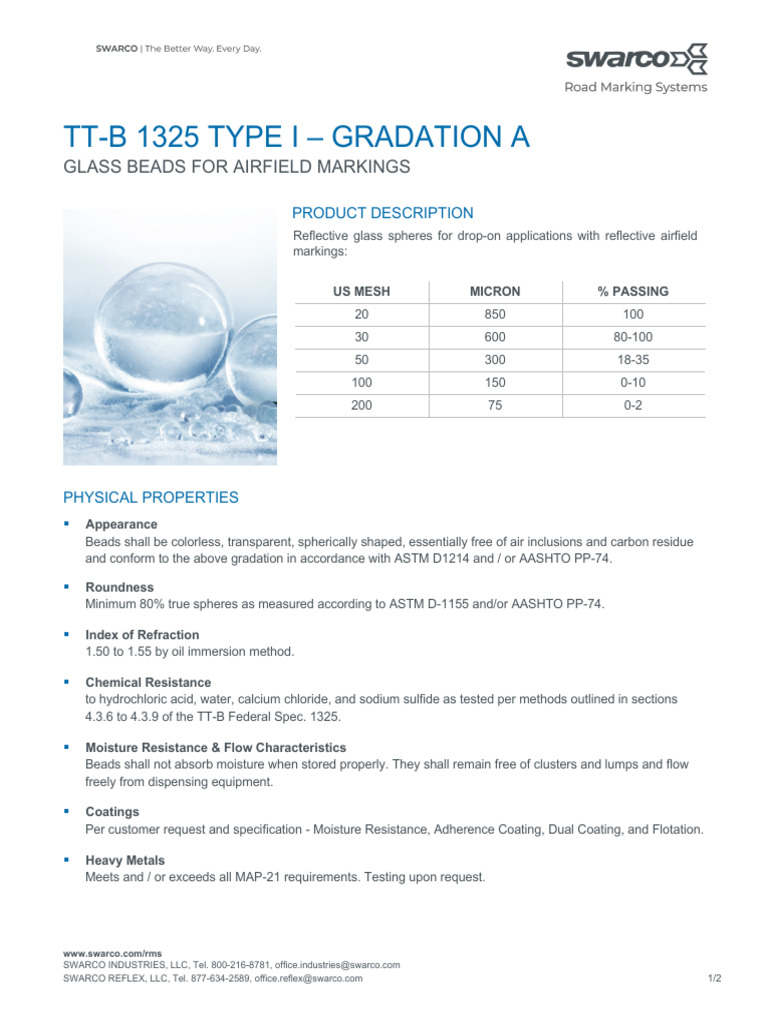 PDS - SWARCO TT-B 1325 TYPE I - Gradation A | PDF
