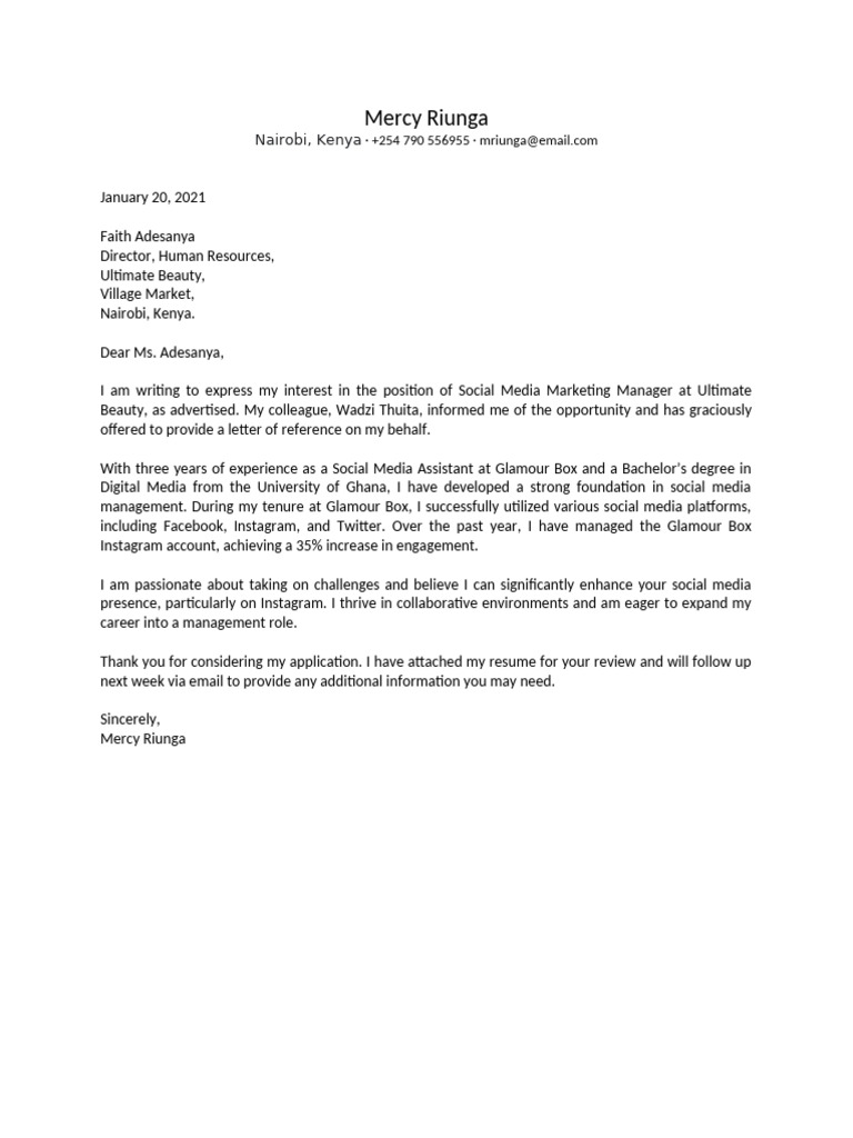 Cover Letter Template | PDF