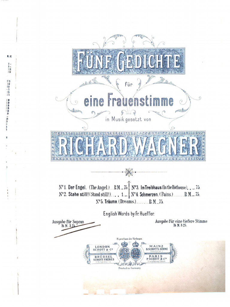 Wagner - Wesendonk-Lieder (Hoch) | PDF