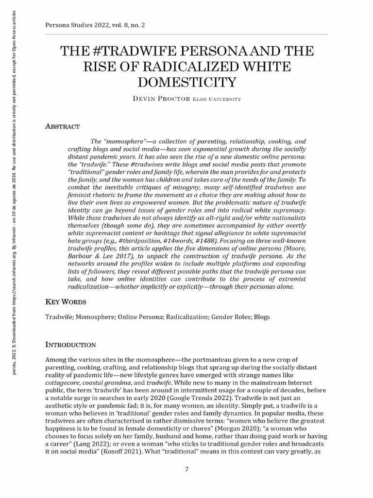 PROCTOR, Devin (2022) - The Tradwife Persona and The Rise of ...