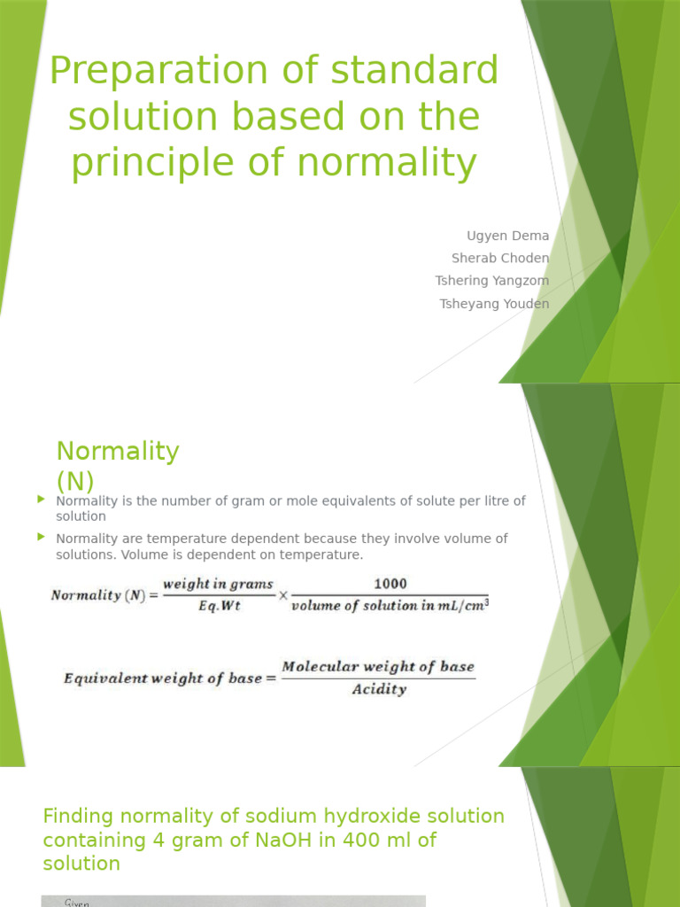 Preparation of Standard Solution Based On The Principle | PDF ...