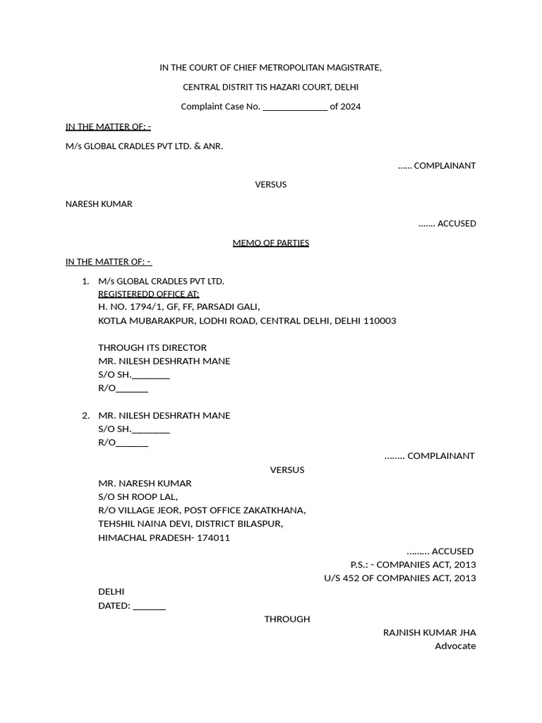 COMPLAINT On Behalf of GlobAL Cradles | PDF