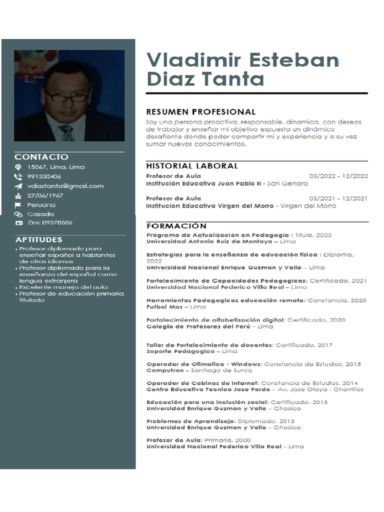 CV Vladimir Diaz Tanta I | PDF