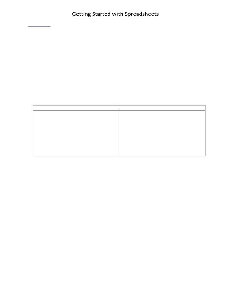 Getting Started With Spreadsheets | PDF
