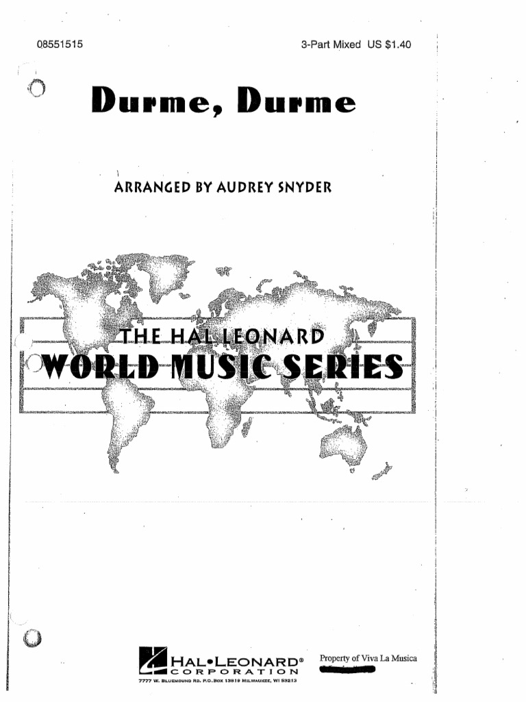 Durme, Durme SAB+piano (Audrey Snyder) | PDF