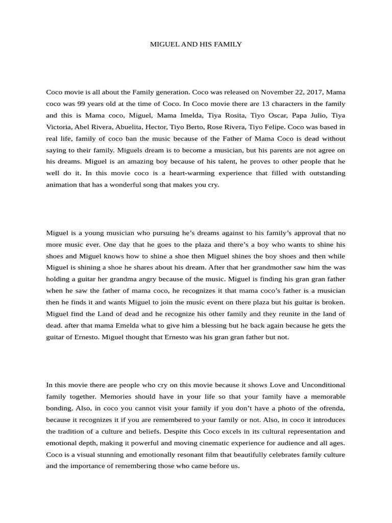 Coco Movie Is All About The Family Generation | PDF