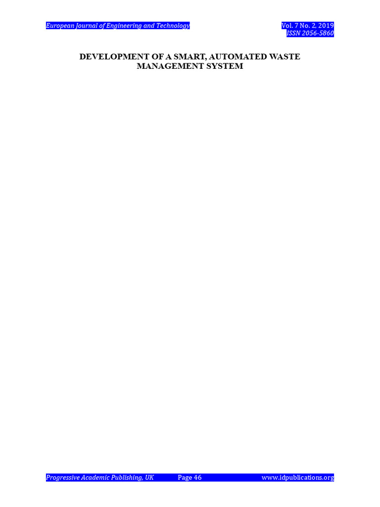 Smart Automated Waste Management System | PDF | Waste Management ...