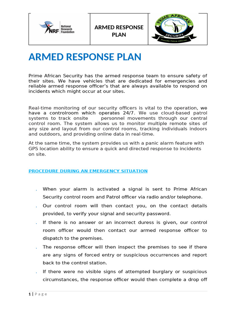 ARMED RESPONSE PLAN | PDF