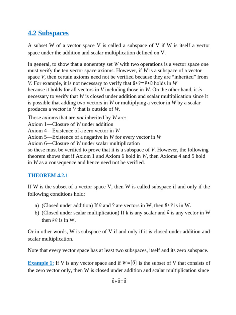 Sub Spaces | PDF