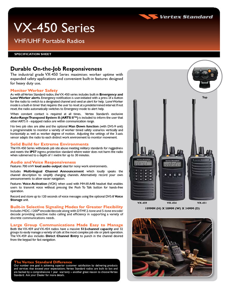 Vertex Standard Vx 450 Brochure | PDF