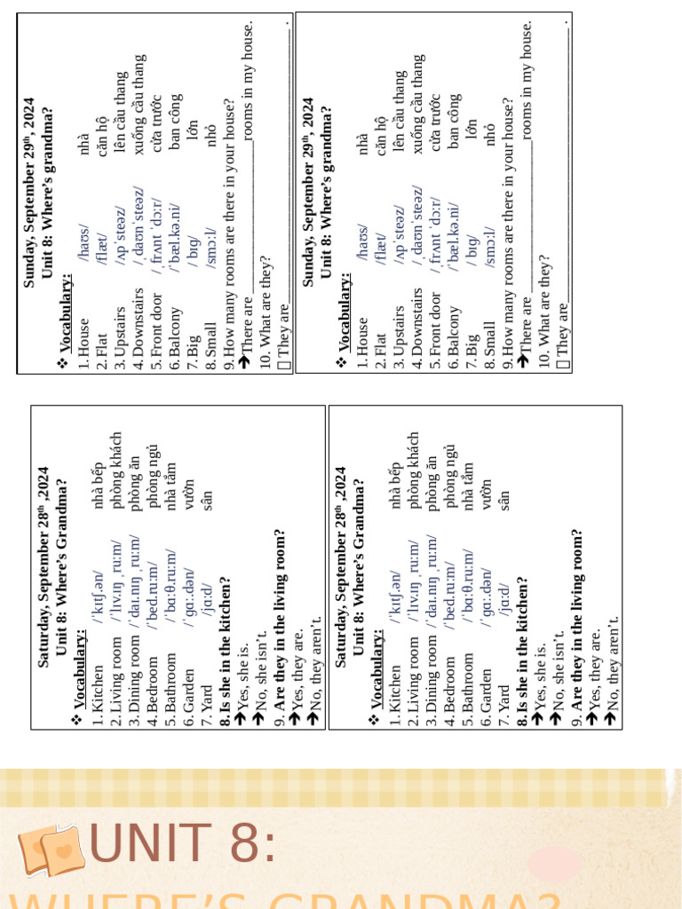 Unit 8 Where's Grandma | PDF