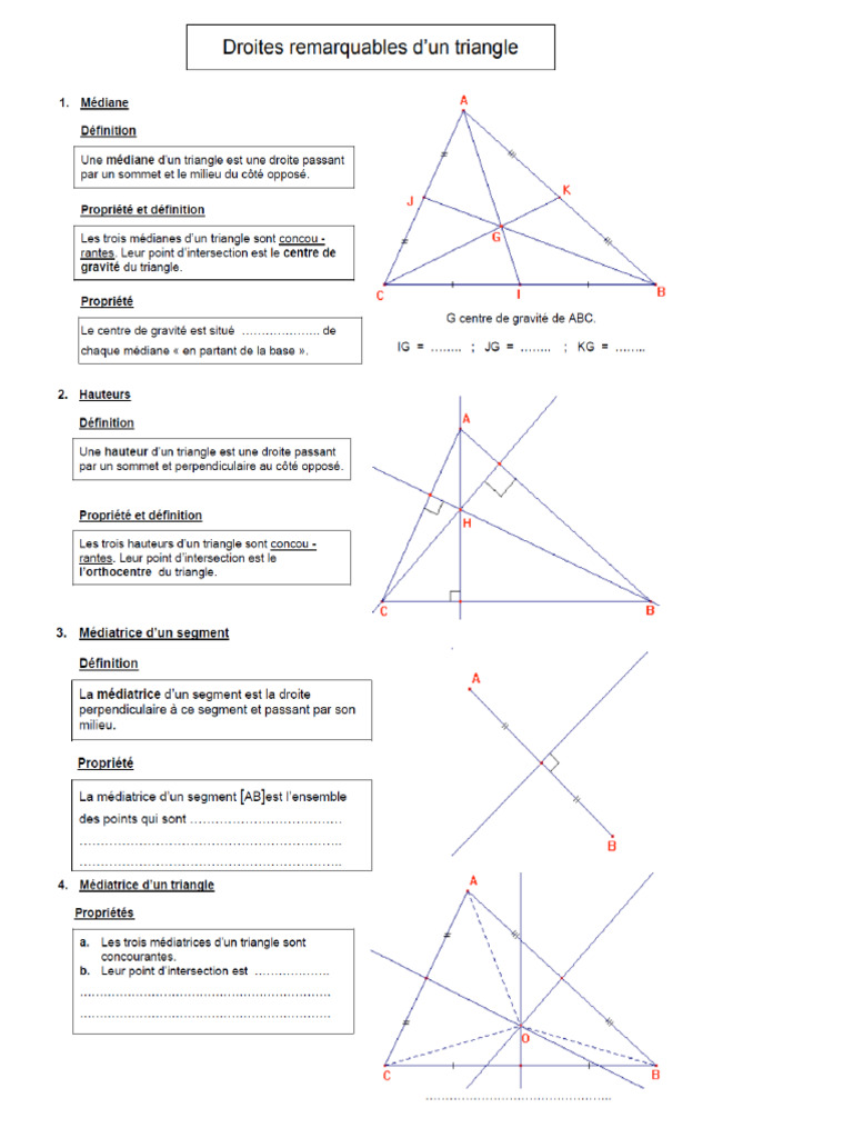 Droites Remarquables Dans Un Triangle | PDF