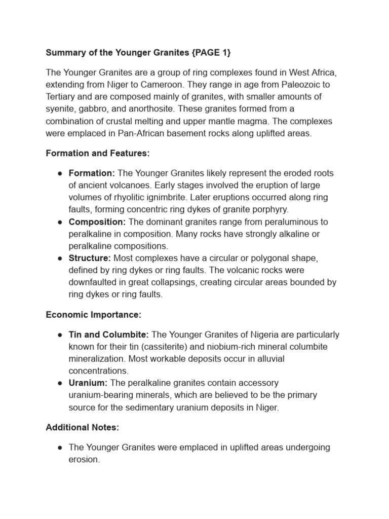 Younger Granites Summary | PDF