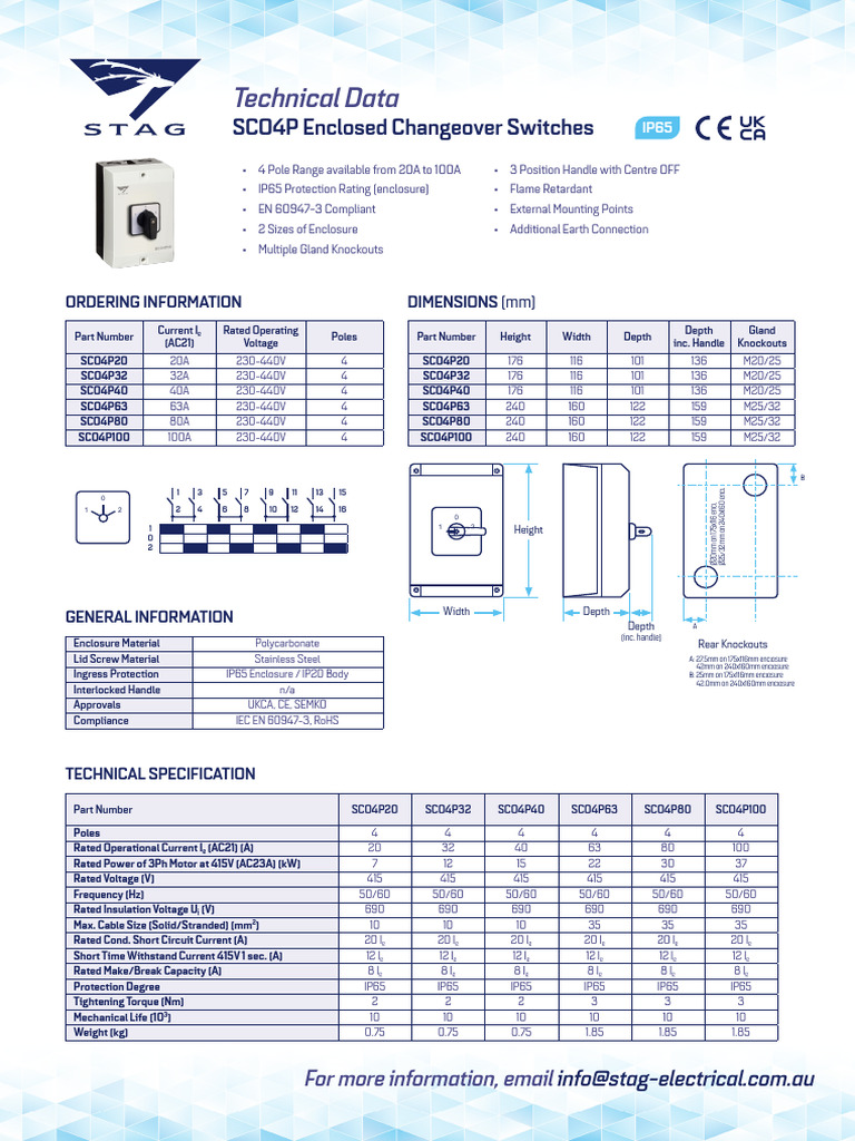 Stag SP04 Changeover Switch | PDF