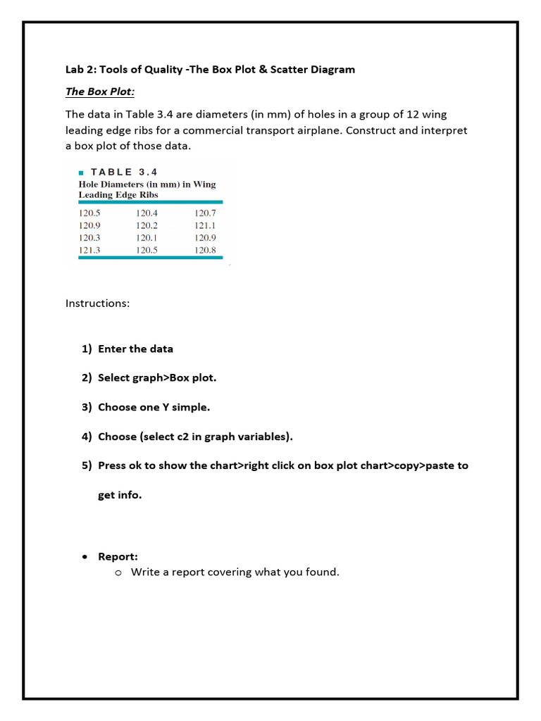 Lab 2_ Tools Of Quality -The Box Plot & Scatter Diagram | PDF