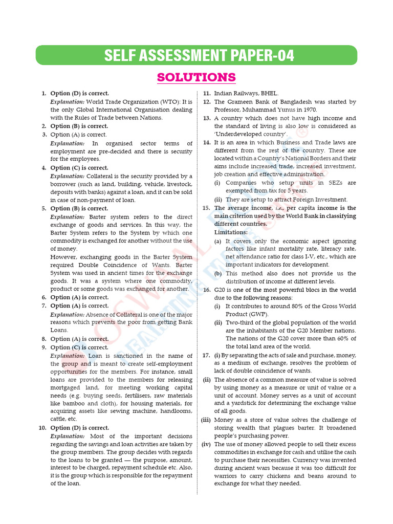 Self Assessment Paper-04 | PDF