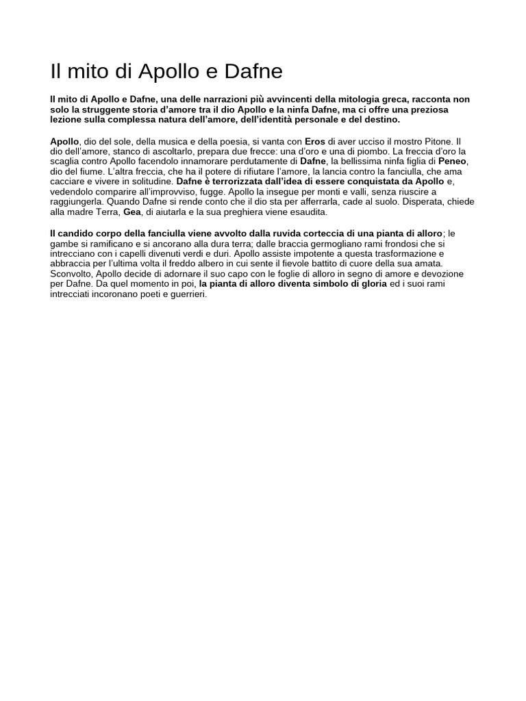 Il Mito Di Apollo e Dafne | PDF