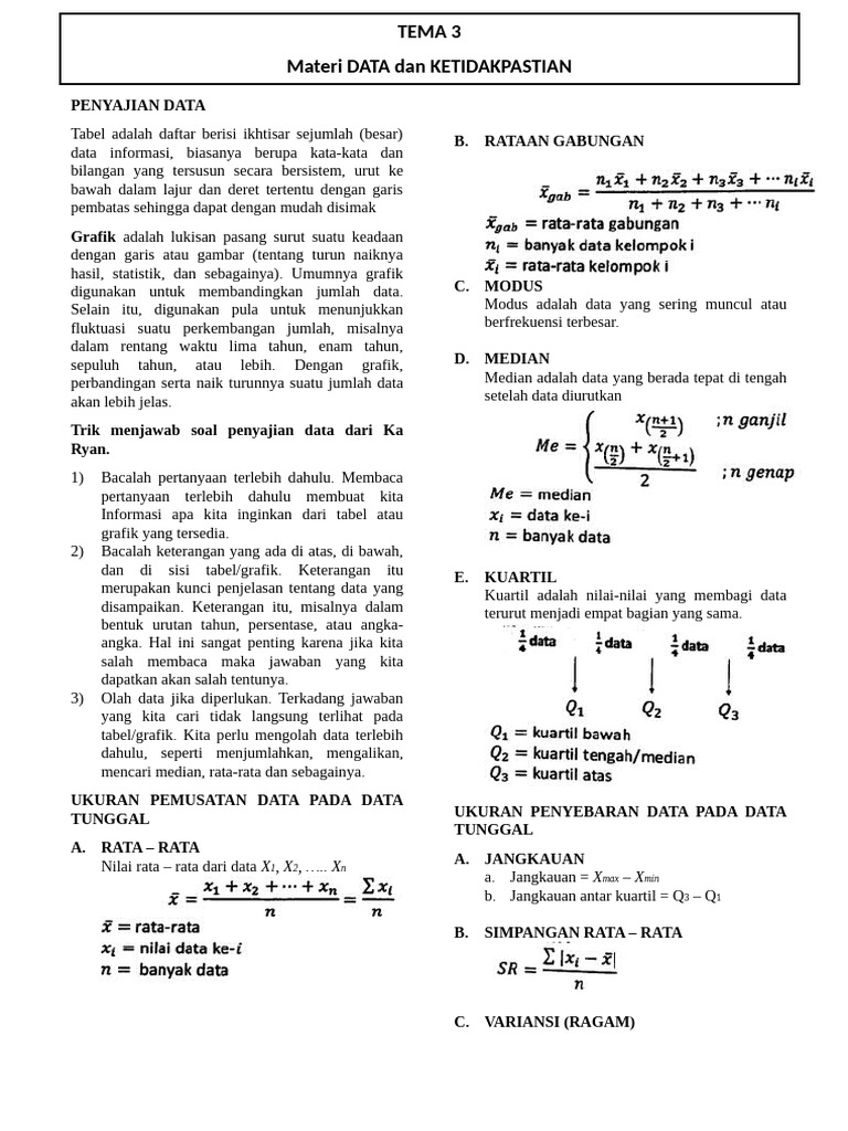 Tema 3 Materi DATA Dan KETIDAKPASTIAN | PDF