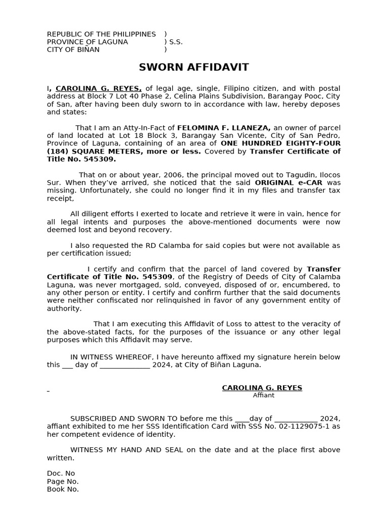 Sworn Affidavit | PDF