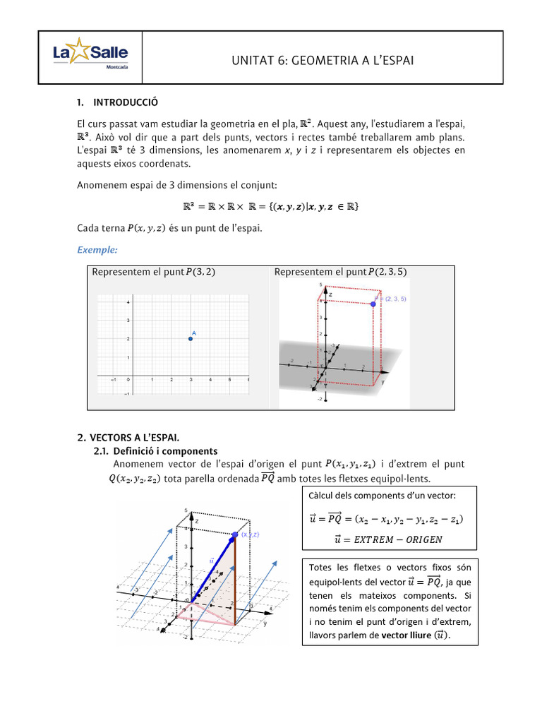 Unitat 6. Geometria A Lespai - Teoria | PDF