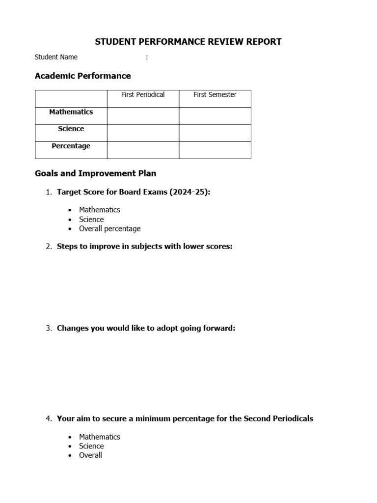 Student Performance Review Report | PDF