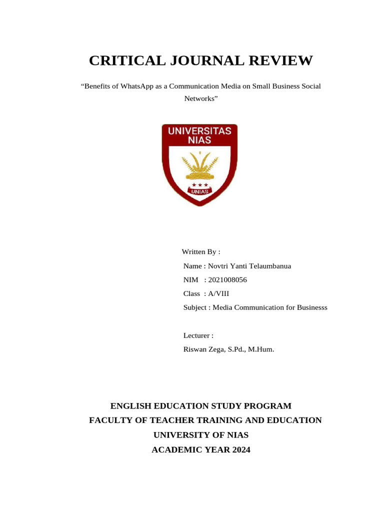 Critical Journal Review Mcb (Autosaved) | PDF