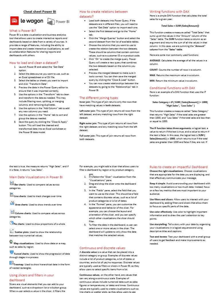 Cheat - Sheet - PDF Power BI | PDF | Computing | Information Science Cheat - Sheet - PDF Power BI | PDF | Computing | Information Science