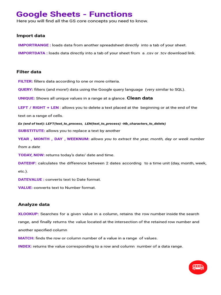 Google Sheets Functions-EN | PDF | Teaching Methods & Materials | Computers