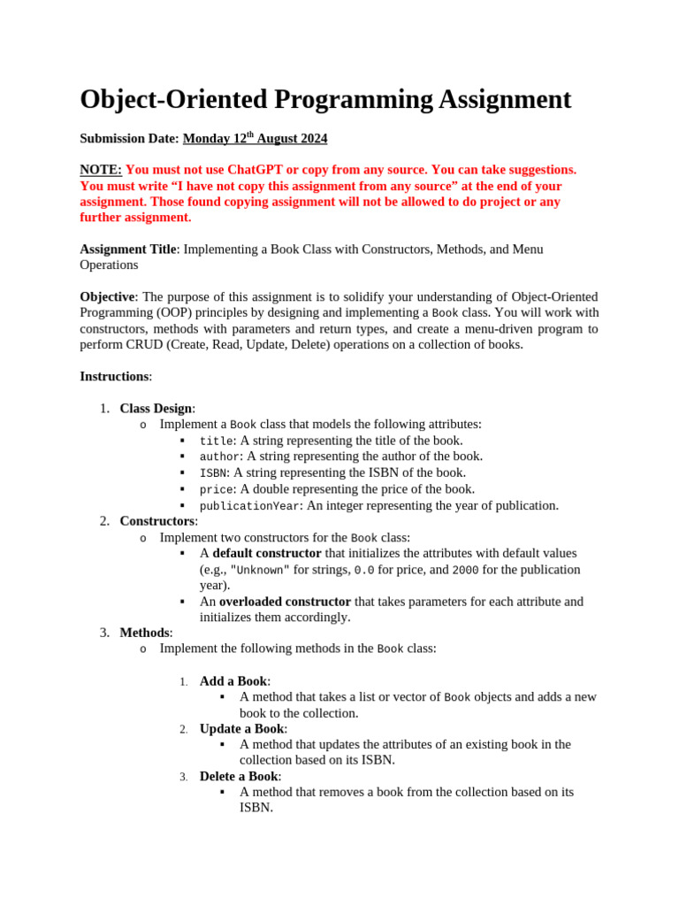 BookClass Asg1 | PDF