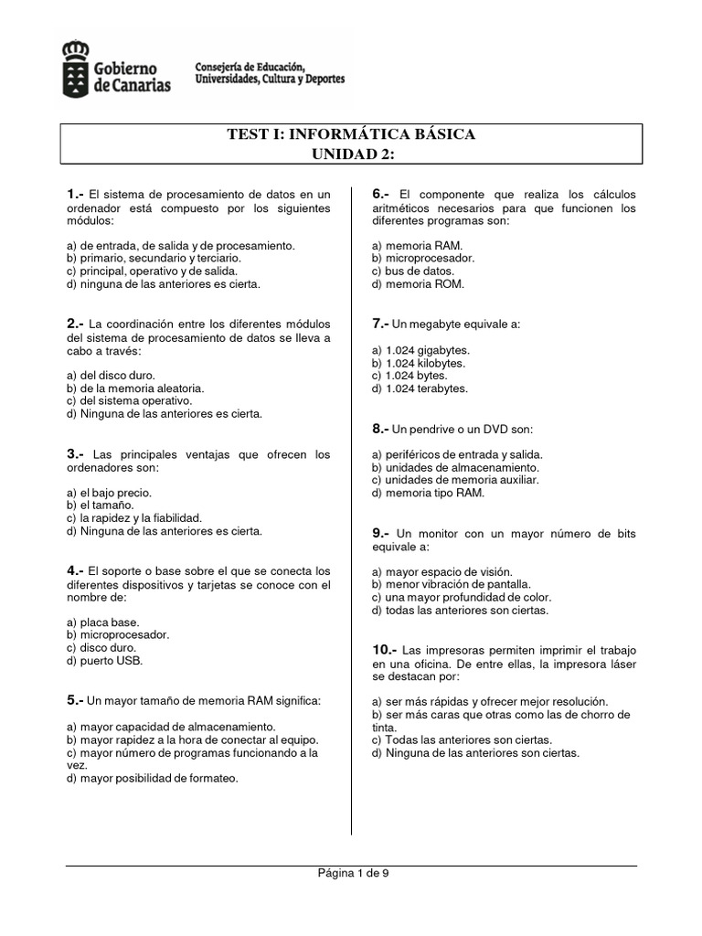 Test de Informática | PDF