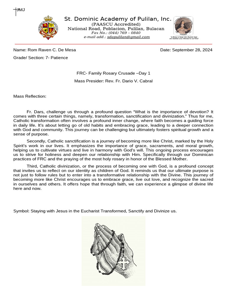 SDA Header - Gospel Reflection-FRC | PDF