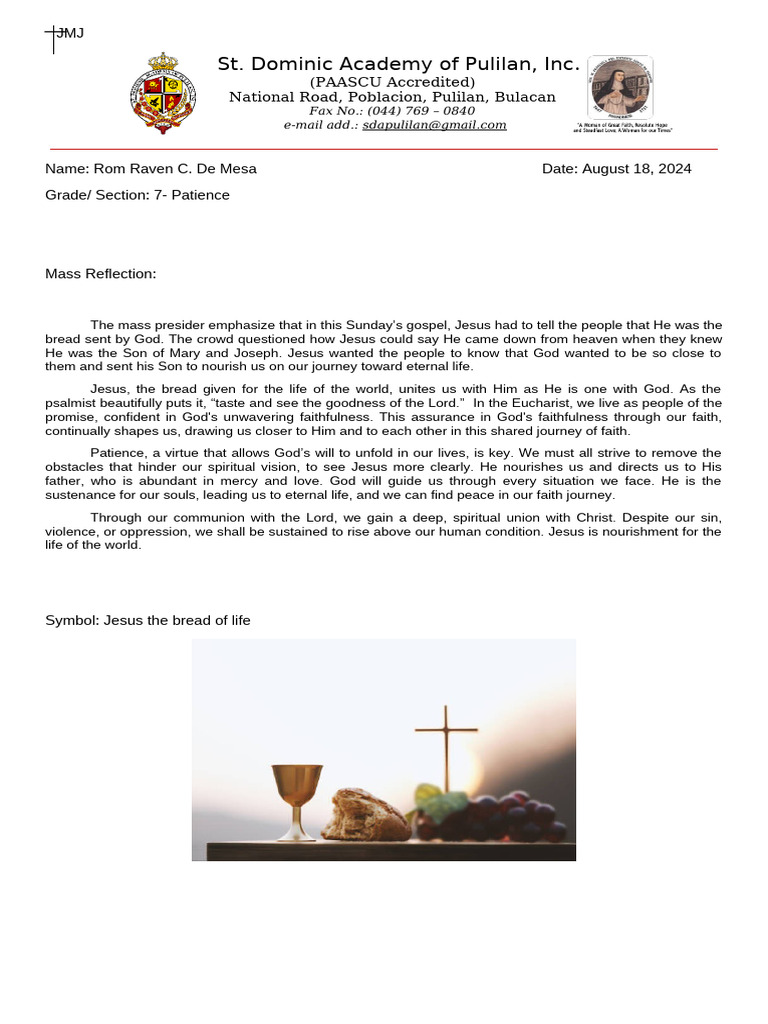 SDA Header - Gospel Reflection-2 (Aug.18, 2024) | PDF