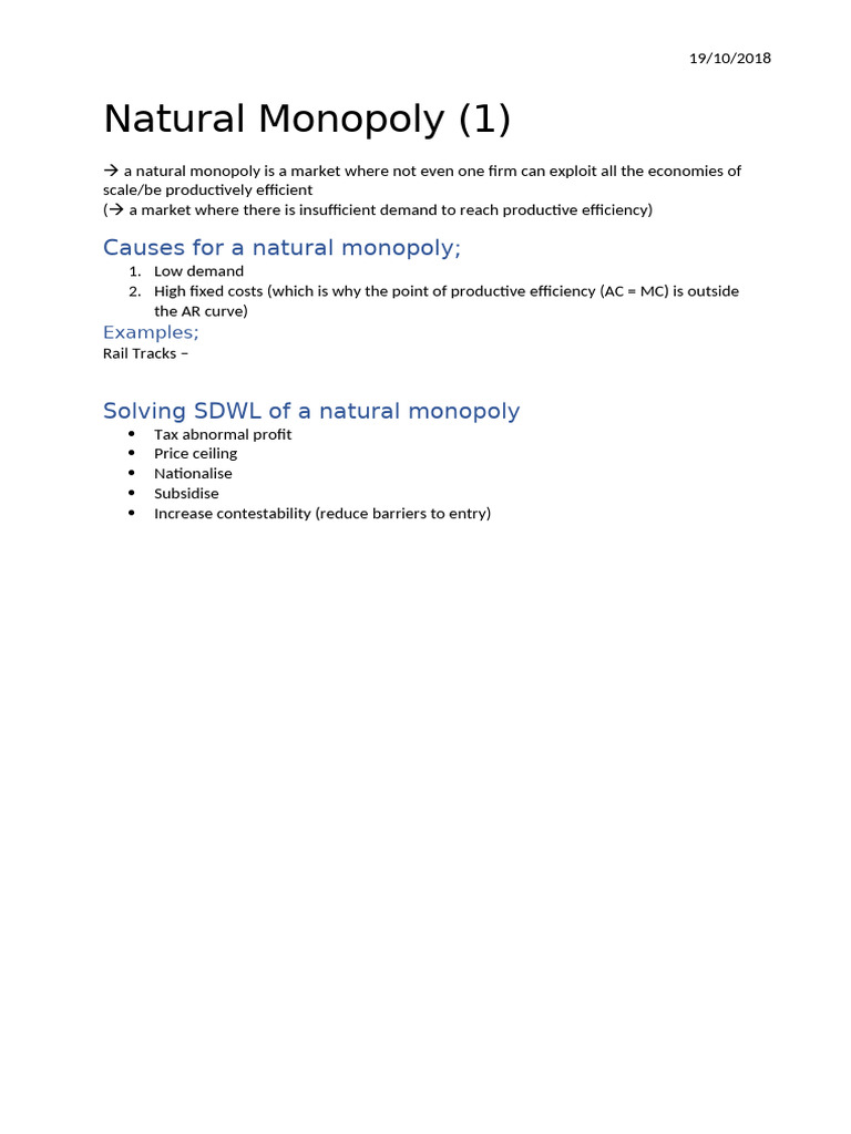 Natural Monopoly | PDF