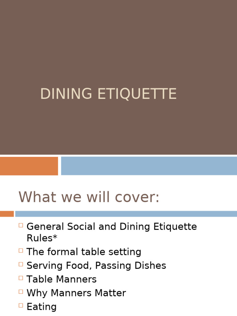 5 - Dining - Etiquette | PDF