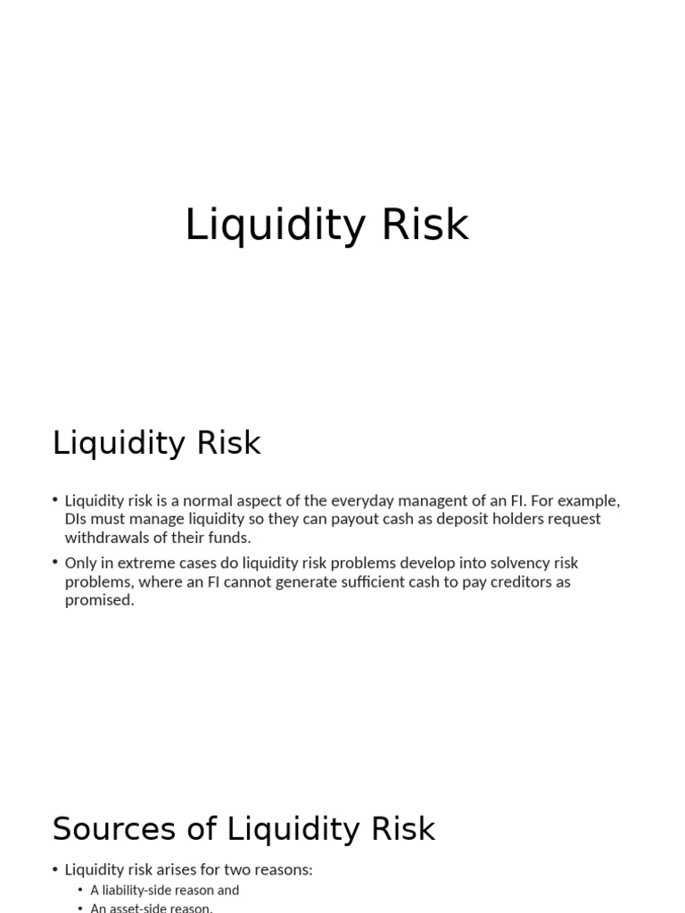 Liquidity Risk and Explanation | PDF | Market Liquidity | Balance Sheet