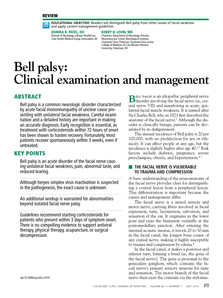 Bells Palsy | PDF