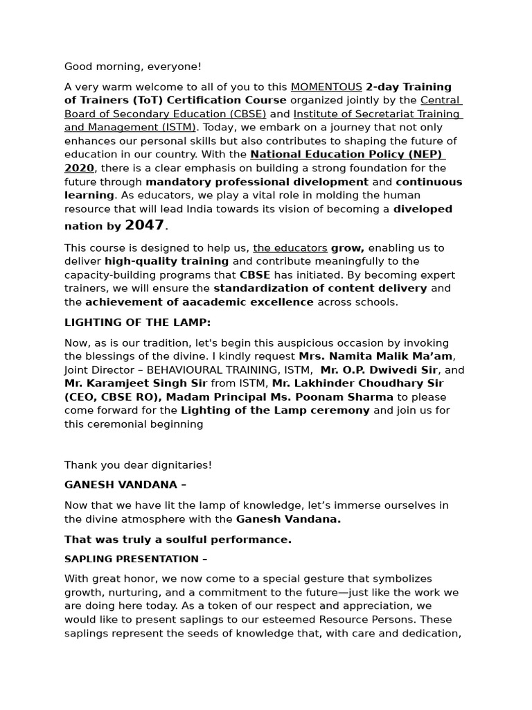 Cbse Workshop Script Final | PDF