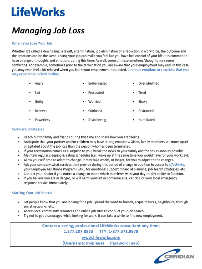 Managing Job Loss | PDF