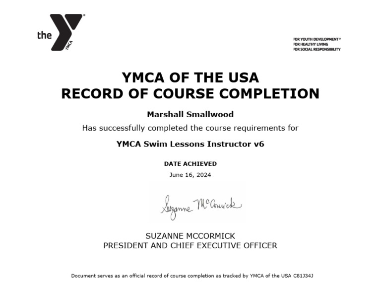 YMCA Swim Lessons Instructor v6 | PDF