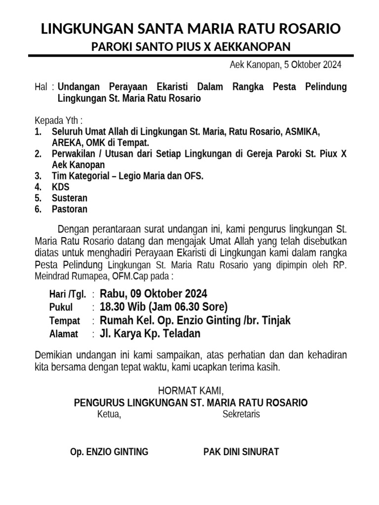 Undangan Maria Ratu Rosario 2024 | PDF