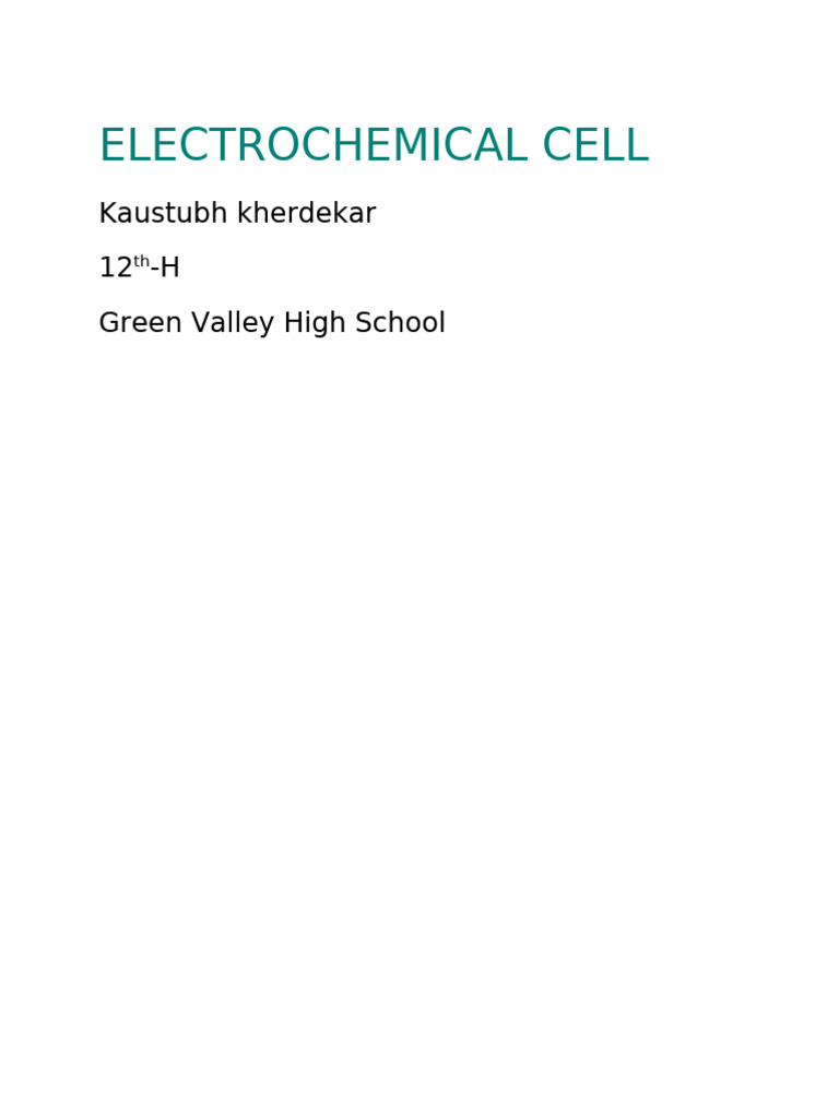ELECTROCHEMICAL CELL | PDF