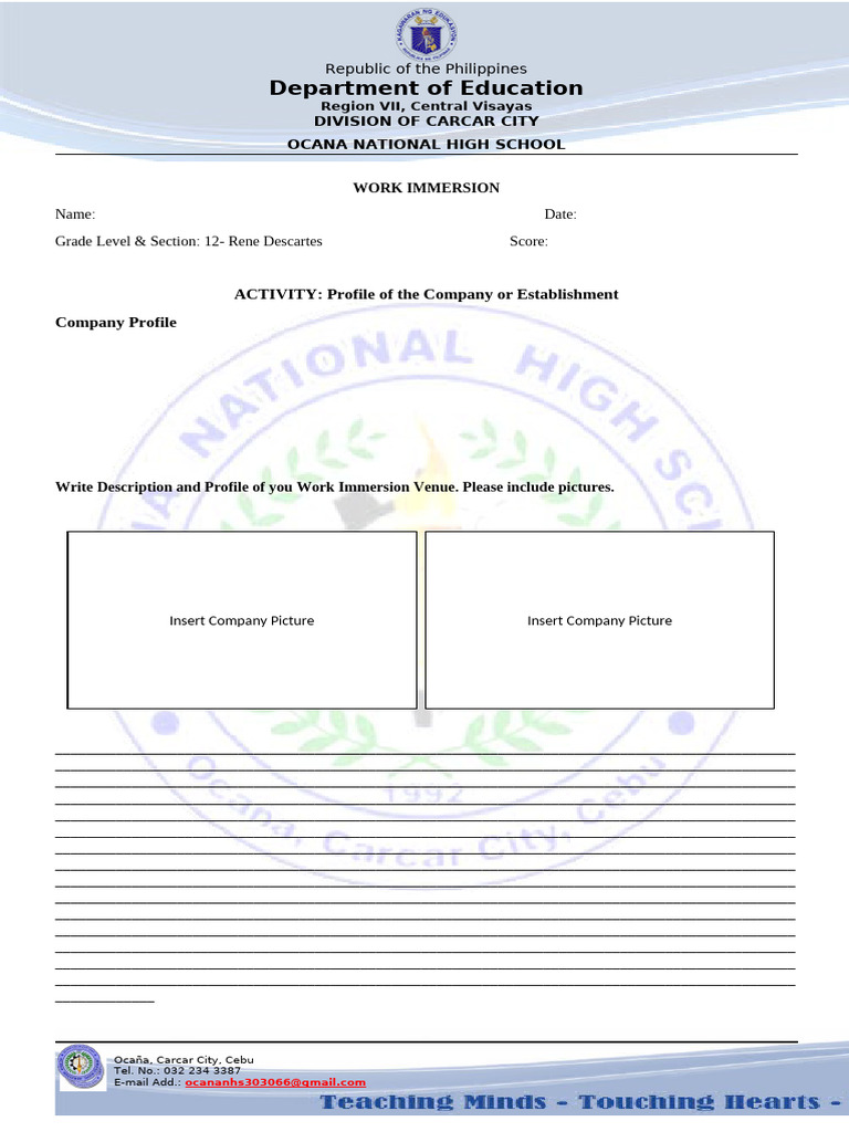 Work Immersion Profile of The Company | PDF