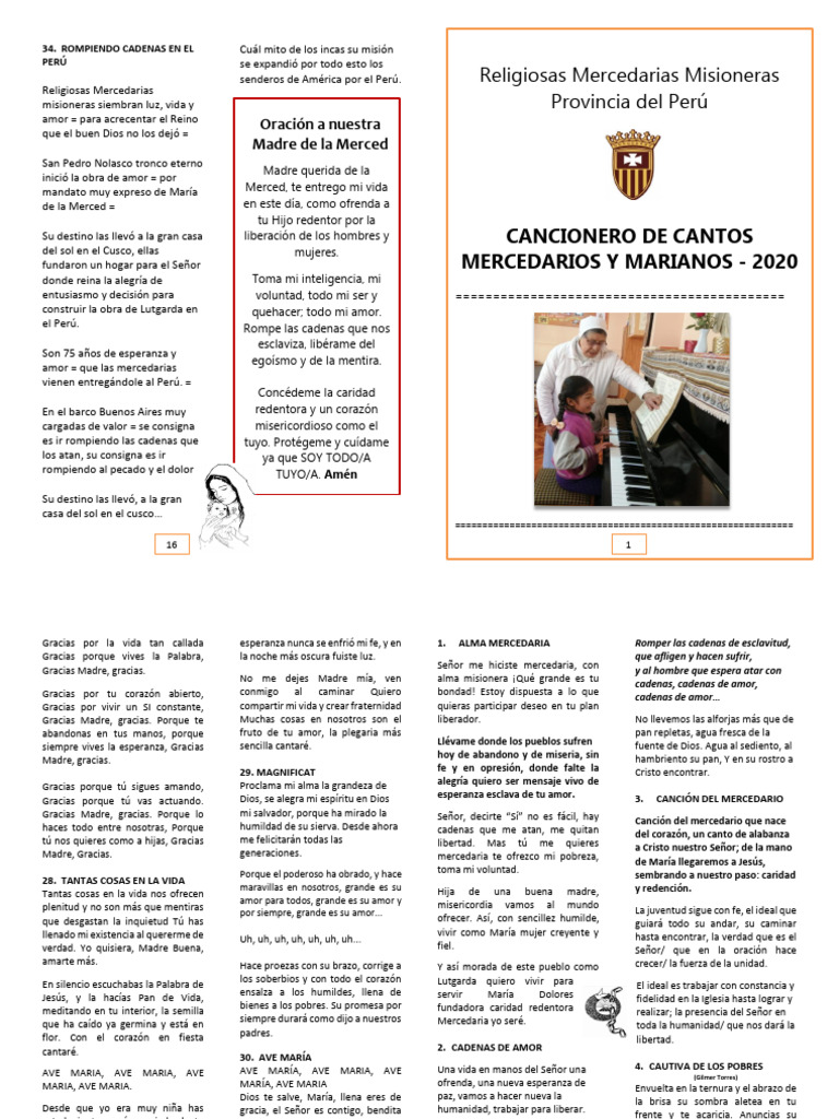 Cantos Mercedarios Marianos 2020 | PDF