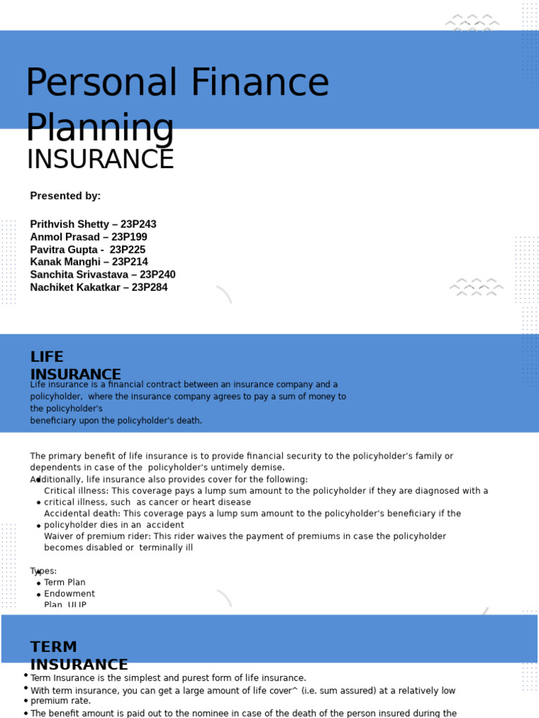 PFP Section B - Group 8 - Insurance | PDF