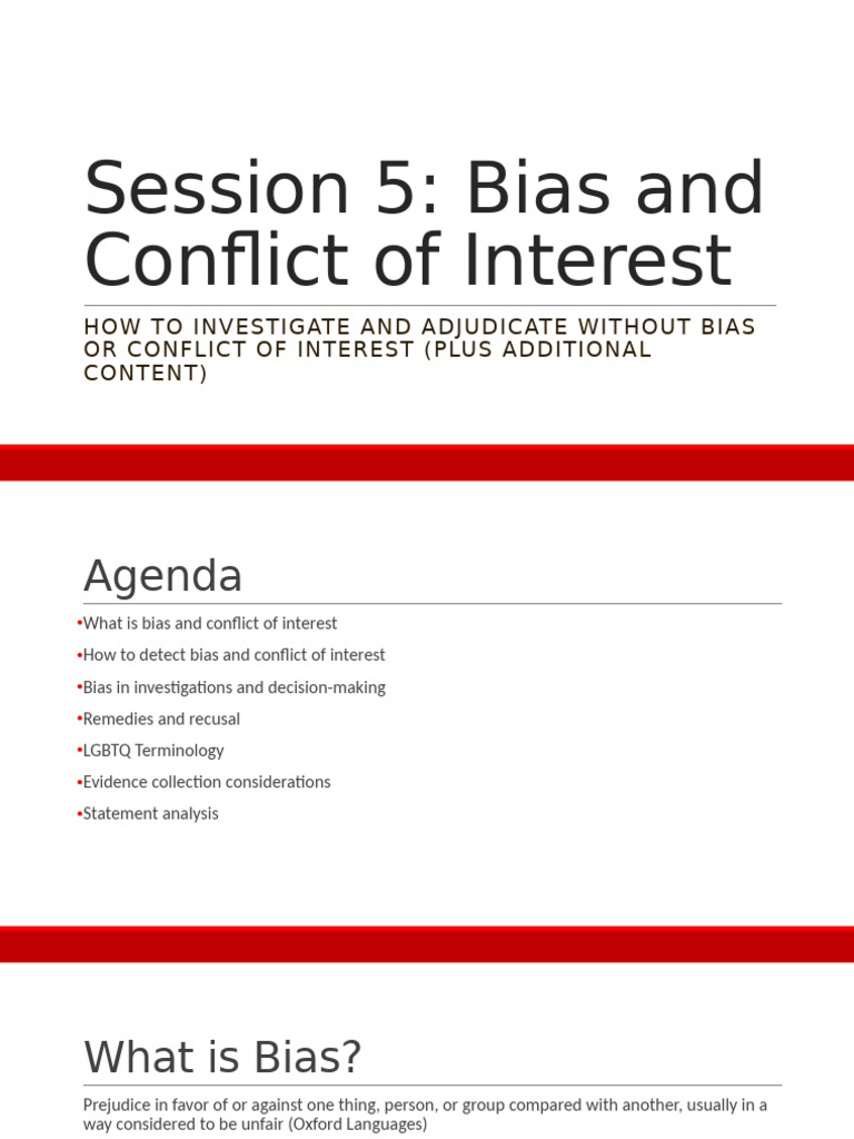 Session 5 Bias Conflict of Interest | PDF