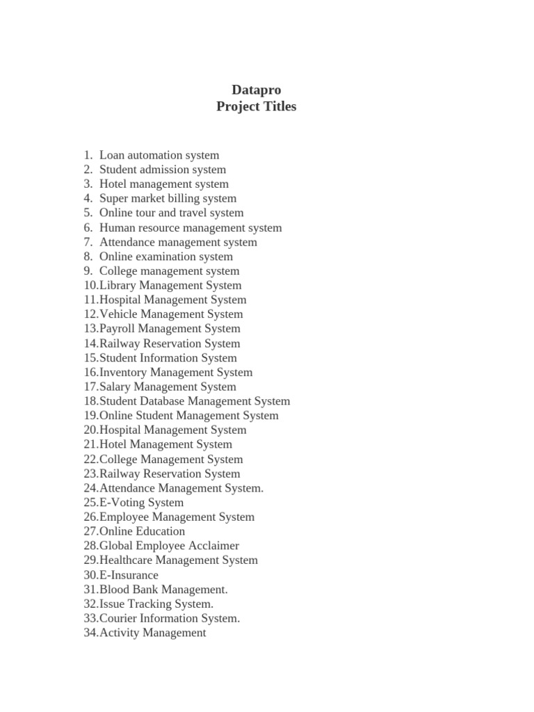 Project Titles (ASK) | PDF