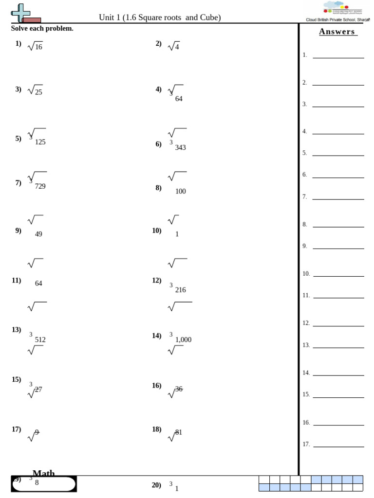 1.6 Square Roots and Cube Roots | PDF