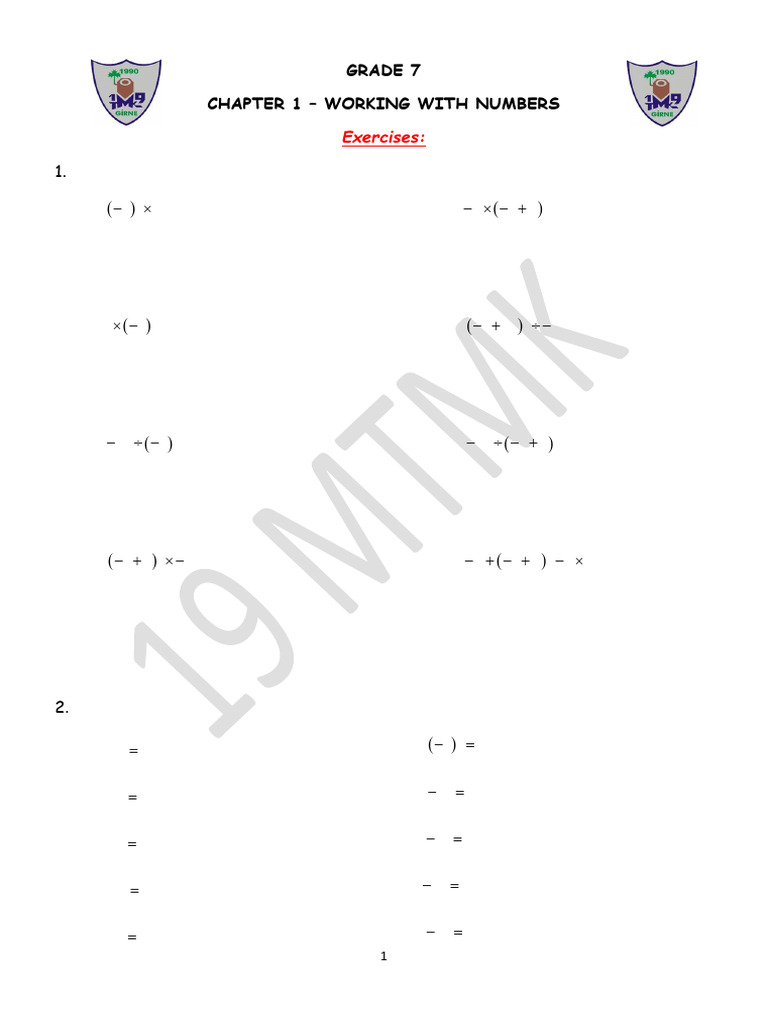 1 GR7 - CHP 1 WORKING WITH NUMBERS | PDF