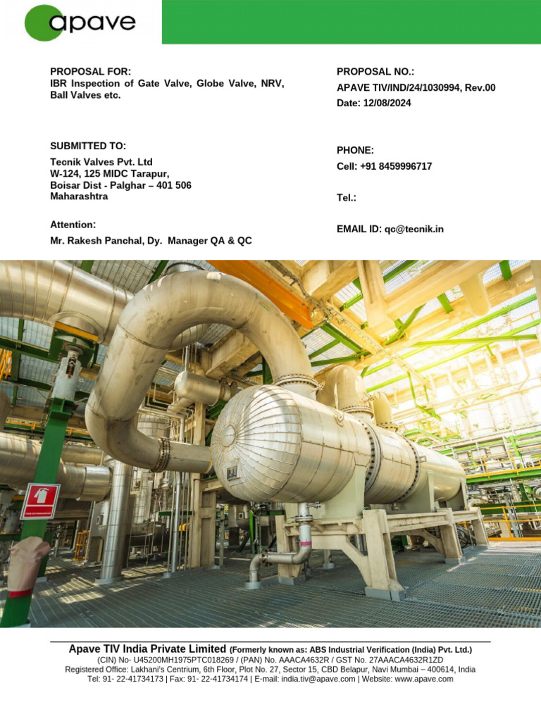 TECNIL VALVES PVT Ltd. Boisar - IBR Inspection Valves | PDF